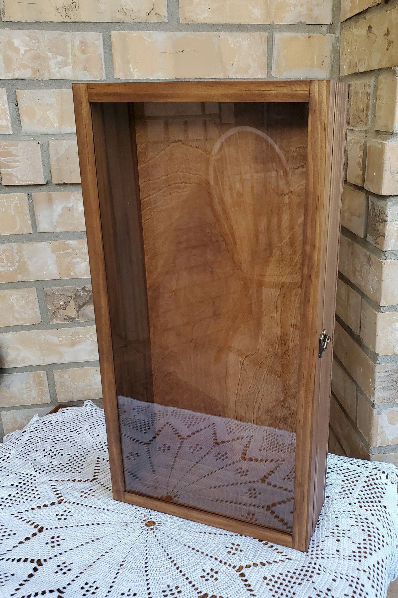 19 X 9 X 3 1/4 Wooden Shadow Box / Hinged Glass Lid / Display Case Box ...