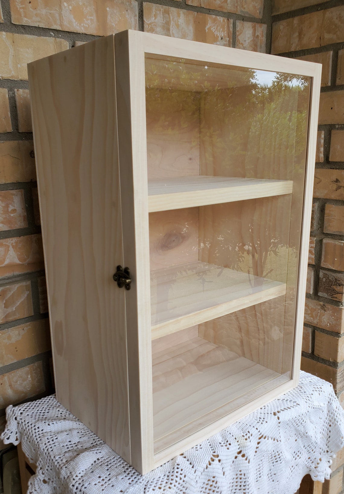 19 X 12 X 9 Wooden Shadow Box / Hinged Glass Lid / 2 Shelves / - Etsy