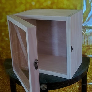 10 X 10 X 8 1/4 Wooden Shadow Box / Hinged Glass Lid / Display Case Box ...