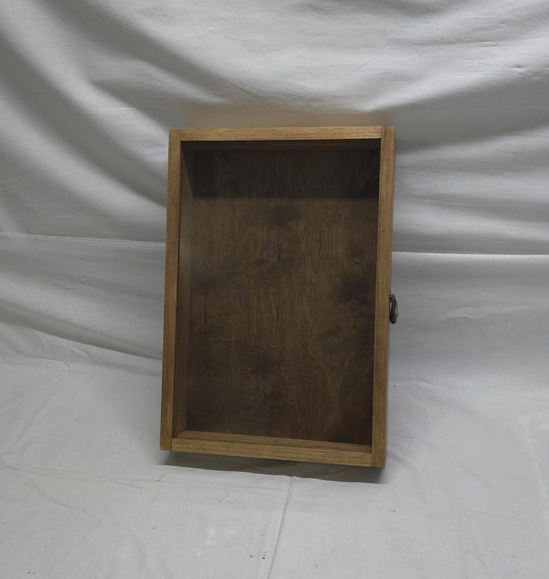 18 X 12 X 2 1/2 Wooden Shadow Box / Hinged Glass Lid / Combo Lock ...