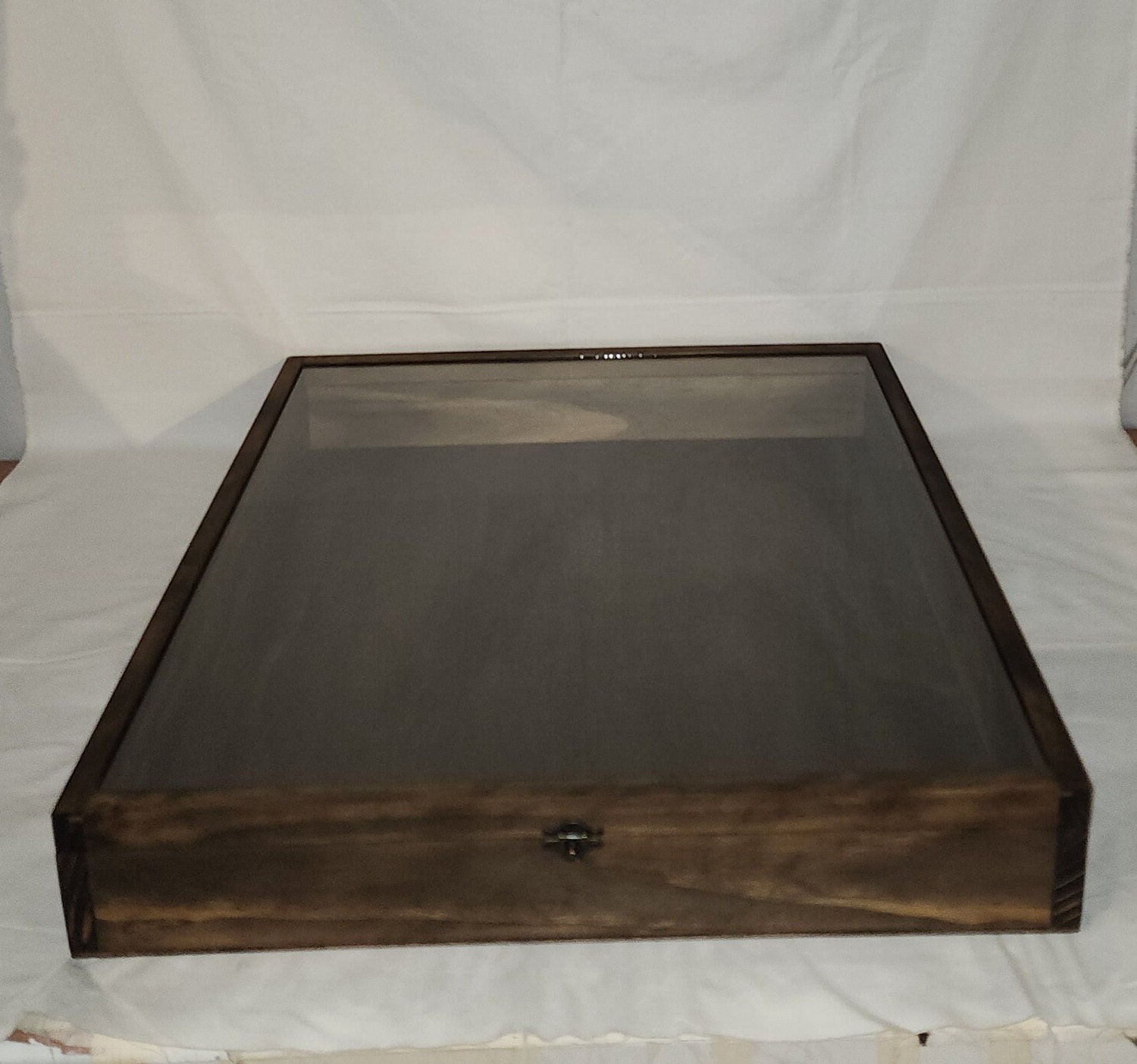 26 X 23 X 3 1/2 Wooden Shadow Box / Hinged Glass Lid / Display Case Box ...