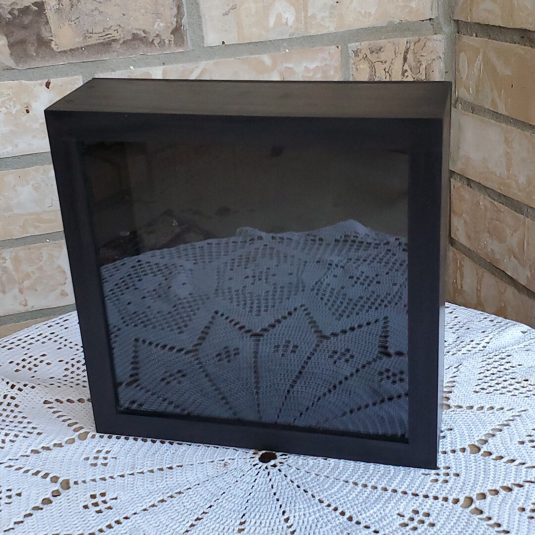 8 X 8 X 2 1/2 Wooden Shadow Box / Permanent Glass Top / NO LID ...