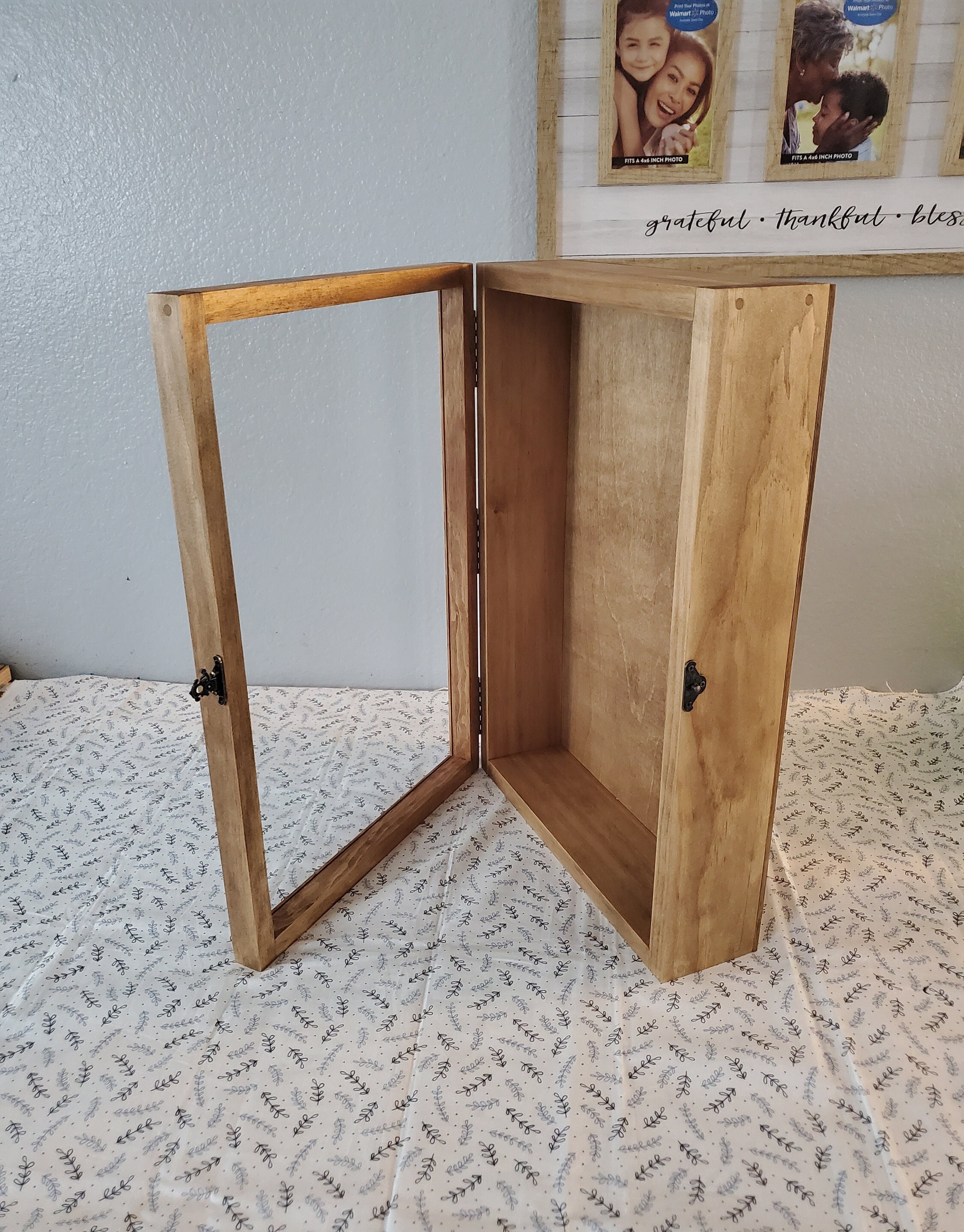 18 X 12 X 5 1/4 Wooden Shadow Box / Hinged Glass Lid / Display - Etsy