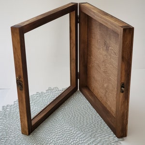 10 X 10 X 1 1/2 Wooden Shadow Box / Hinged Glass / Display Case Box ...