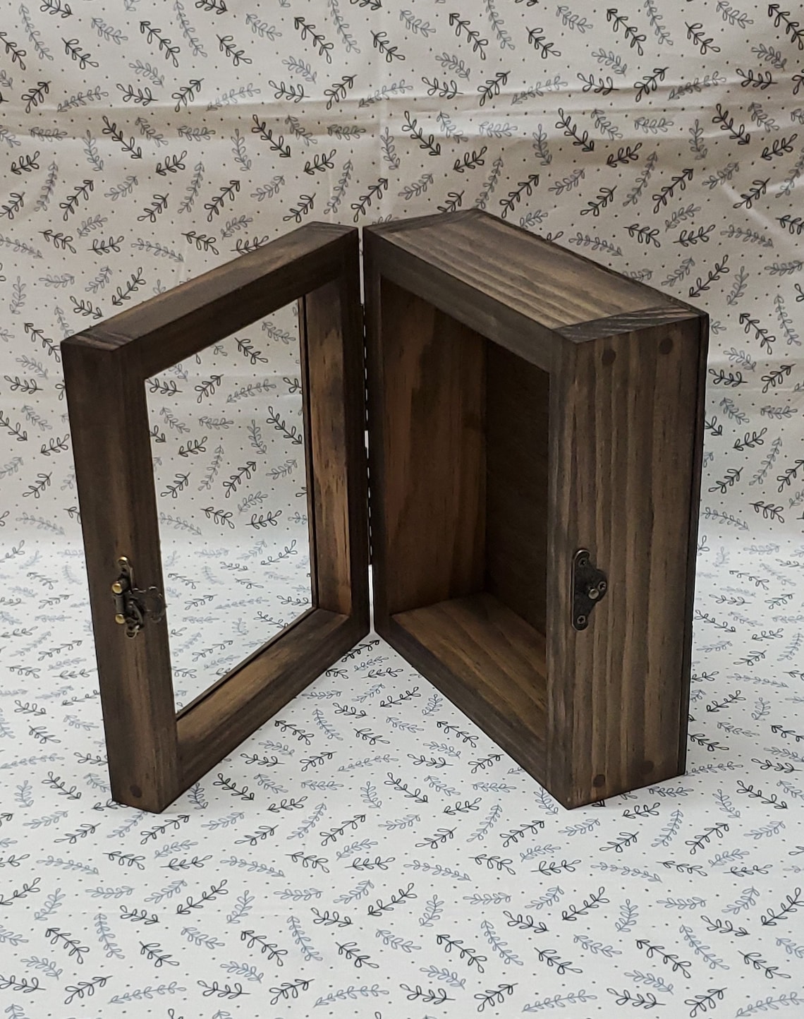 7 X 6 X 3 Wooden Shadow Box / Hinged Glass Lid / Display Case / Square ...