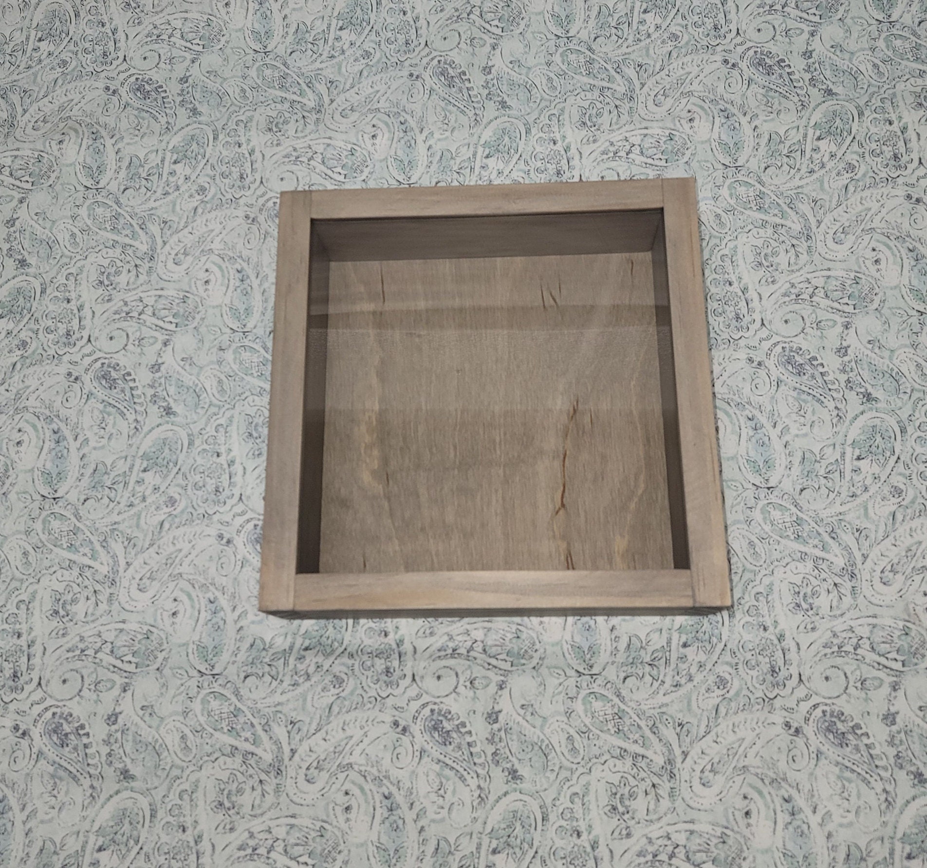 8 X 8 X 2 1/4 Wooden Shadow Box / Permanent Glass Top / NO LID ...