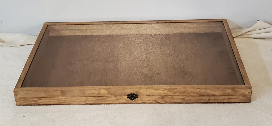 30 X 19 X 2 Wood Shadow Box / Hinged Glass Lid / Display Case Box ...