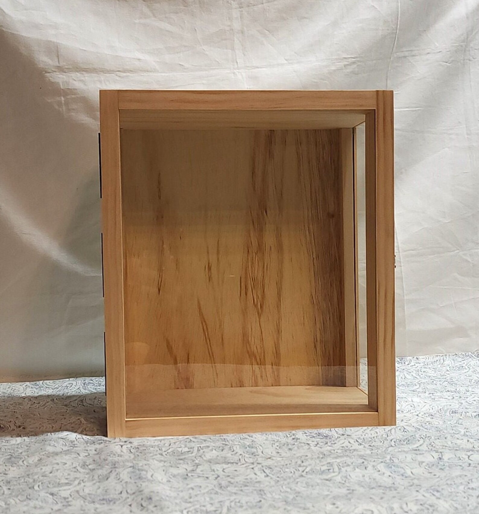 12 × 10 X 6 Wooden Shadow Box / 3 Sided Glass / Hinged Glass Lid ...