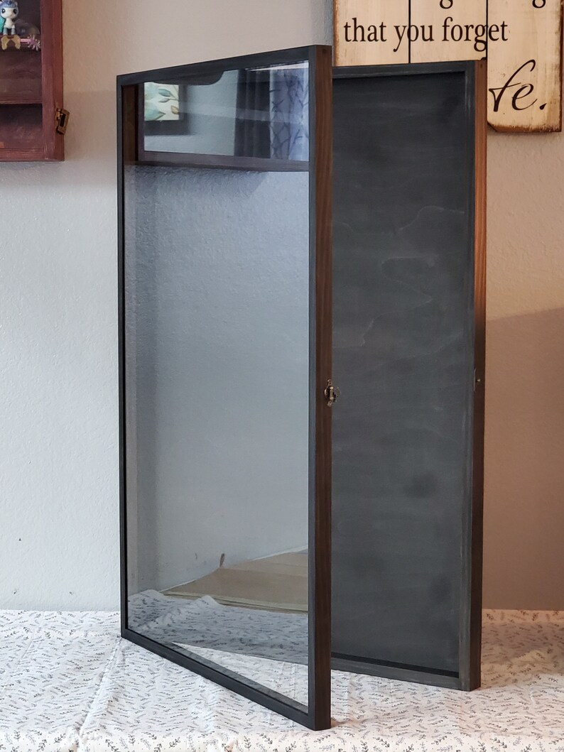 36 X 24 X 2 Wooden Shadow Box / Hinged Glass Lid / Display Case Box ...