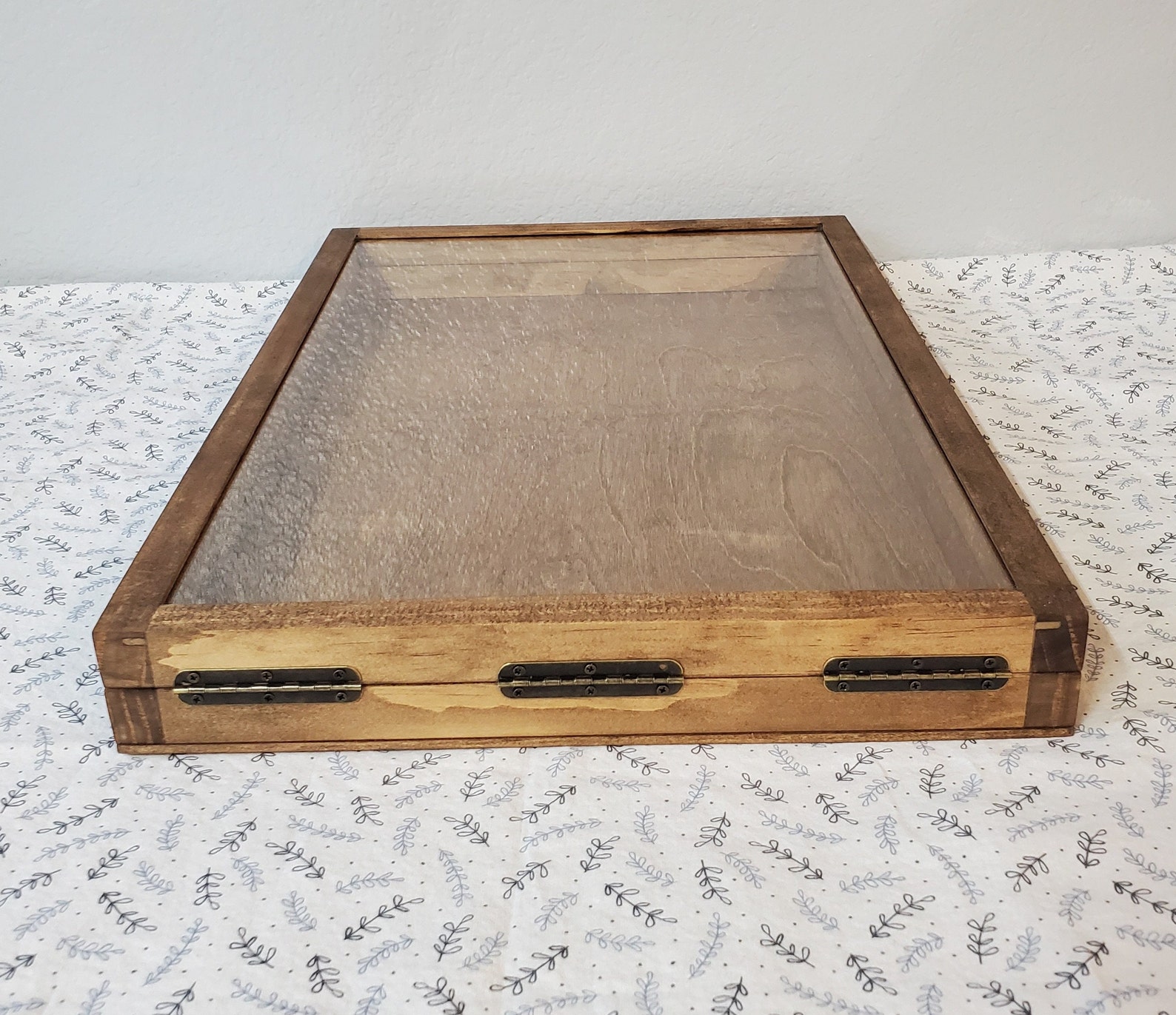 18 X 12 X 1 1/2 Wooden Shadow Box / Hinged Glass Lid / Display | Etsy