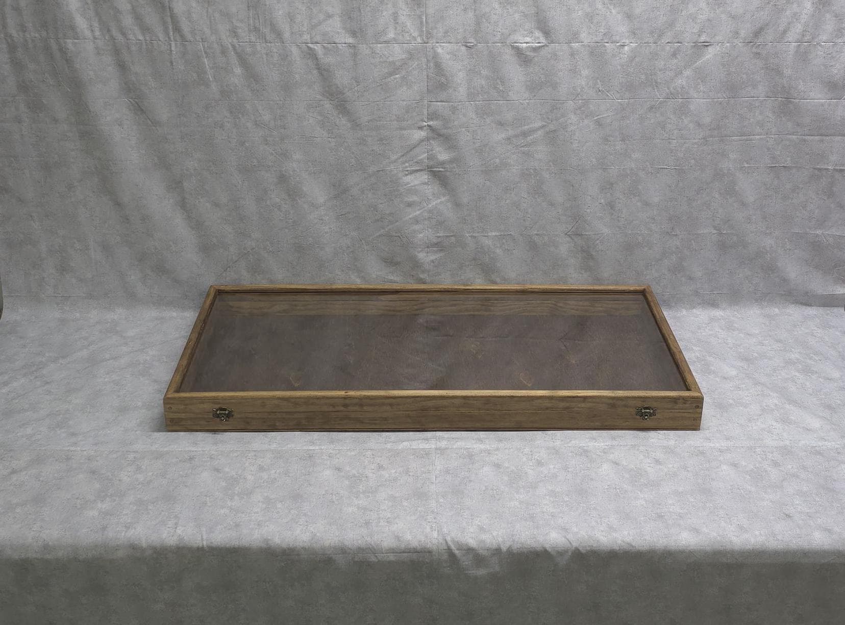 36 X 16 X 2 Wood Shadow Box / Hinged Glass Lid / Large Display Case ...
