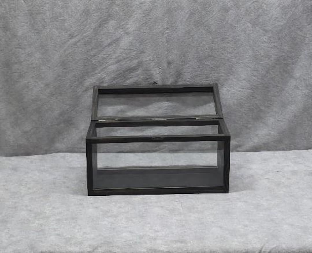 16 × 6 X 6 Wooden Shadow Box / 3 Sided Glass / Hinged Glass Lid ...