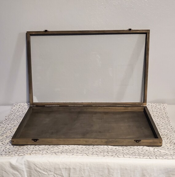 30 X 19 X 2 Wood Shadow Box / Hinged Glass Lid / Display Case | Etsy