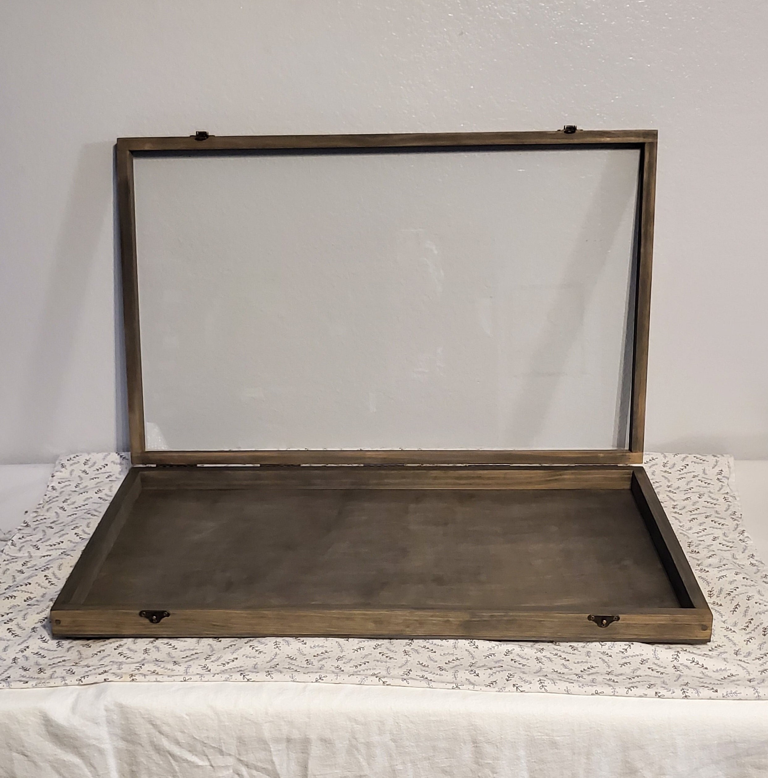 30 X 19 X 2 Wood Shadow Box / Hinged Glass Lid / Display Case | Etsy