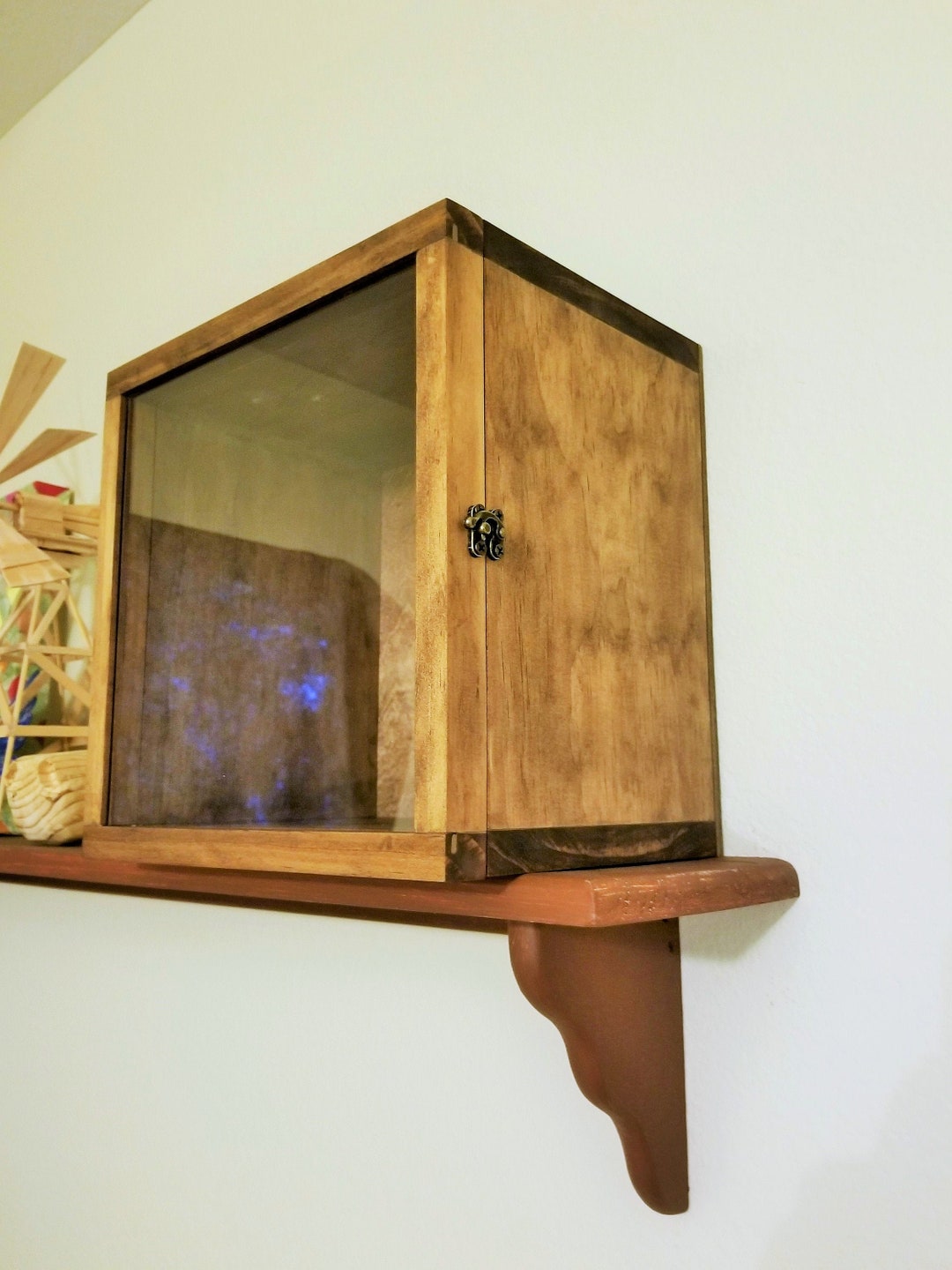 10 X 10 X 8 1/4 Wooden Shadow Box / Hinged Glass Lid / Display Case Box ...