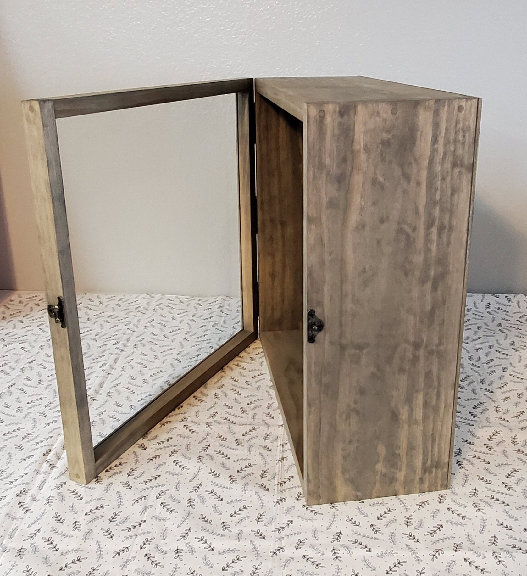 16 X 16 X 7 1/2 Wooden Shadow Box / Hinged Glass Lid / Display Case Box ...