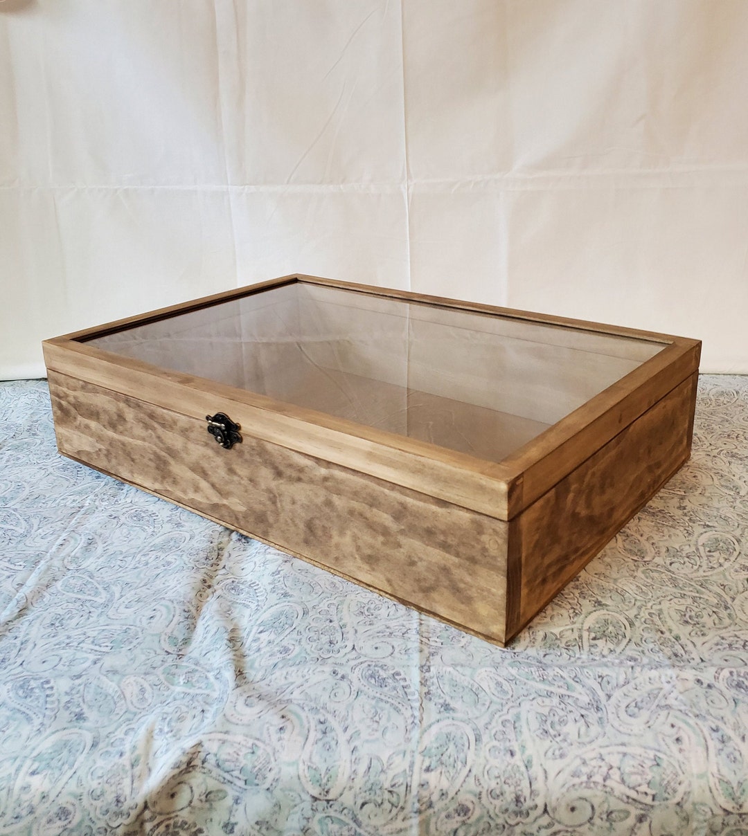 18 X 12 X 4 Wooden Shadow Box / Hinged Glass Lid / Display Case / Large ...
