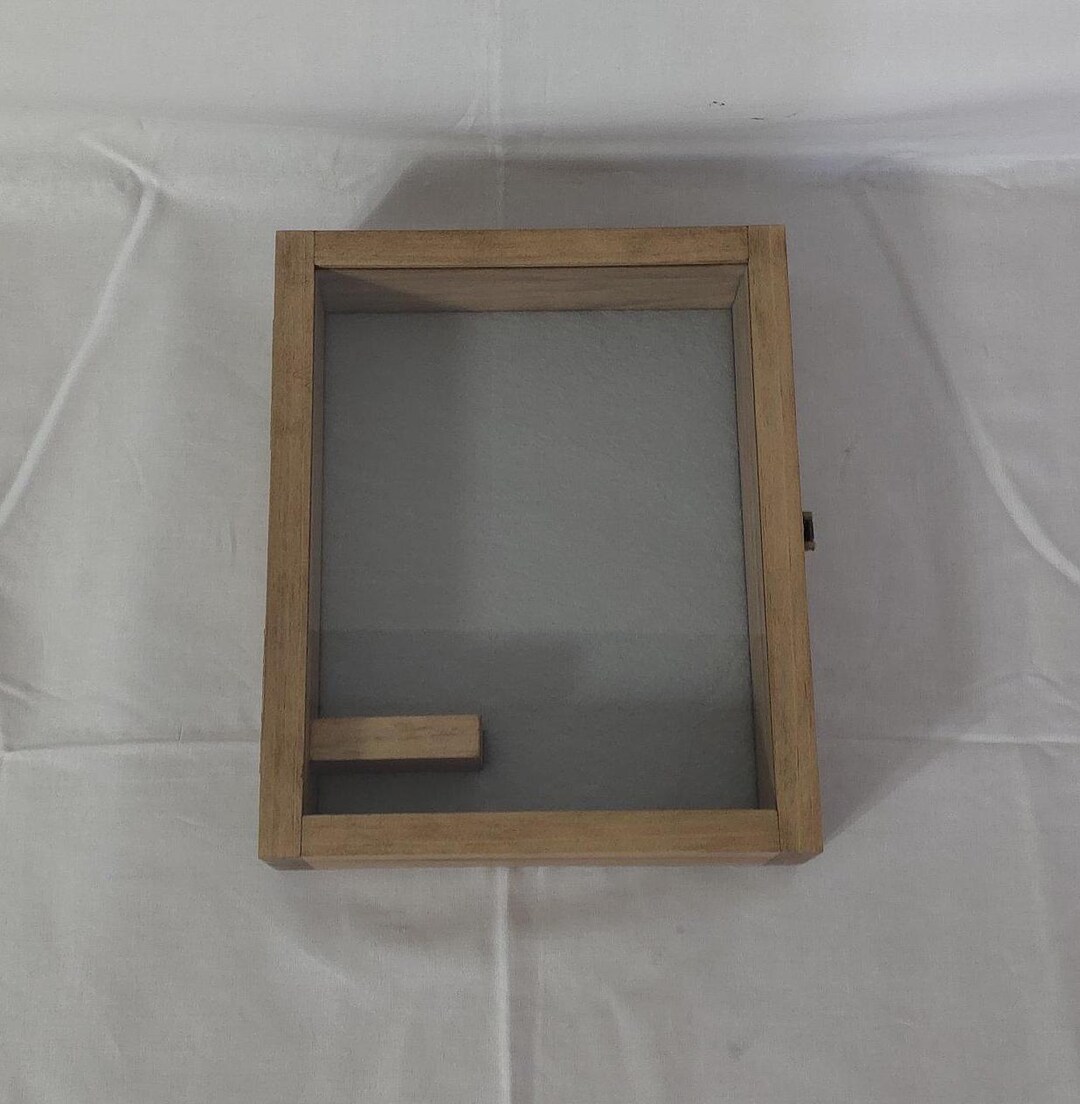 8 X 10 X 2 Wooden Shadow Box / Hinged Glass Lid / Display Case Box ...