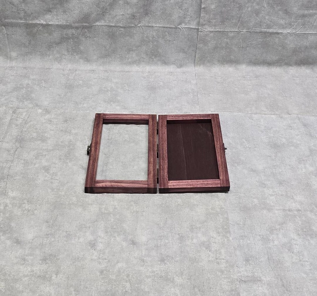 4 X 7 X 3/4 Wooden Shadow Box / Hinged Glass Lid / Display Case Box ...