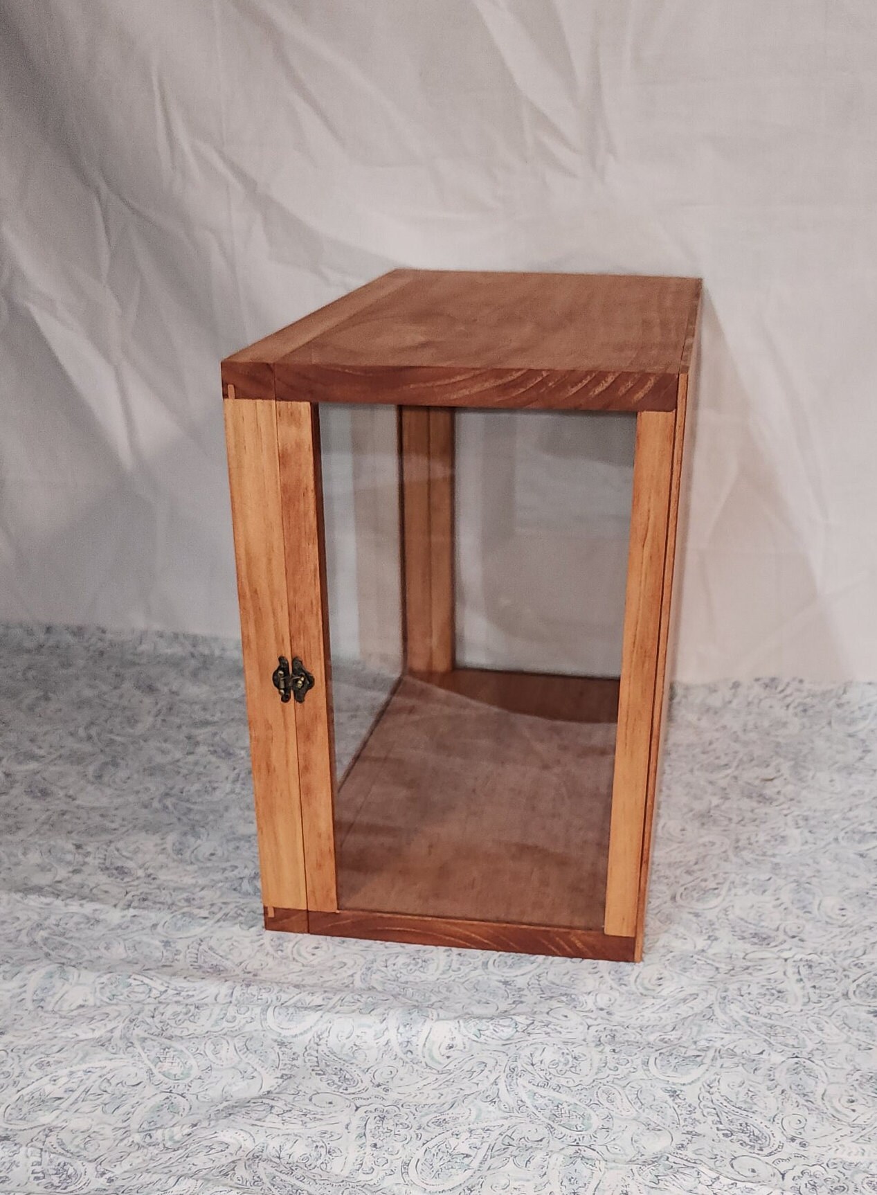 16 X 12 X 8 Wooden Shadow Box / 3 Sided Glass / Hinged Glass Lid ...