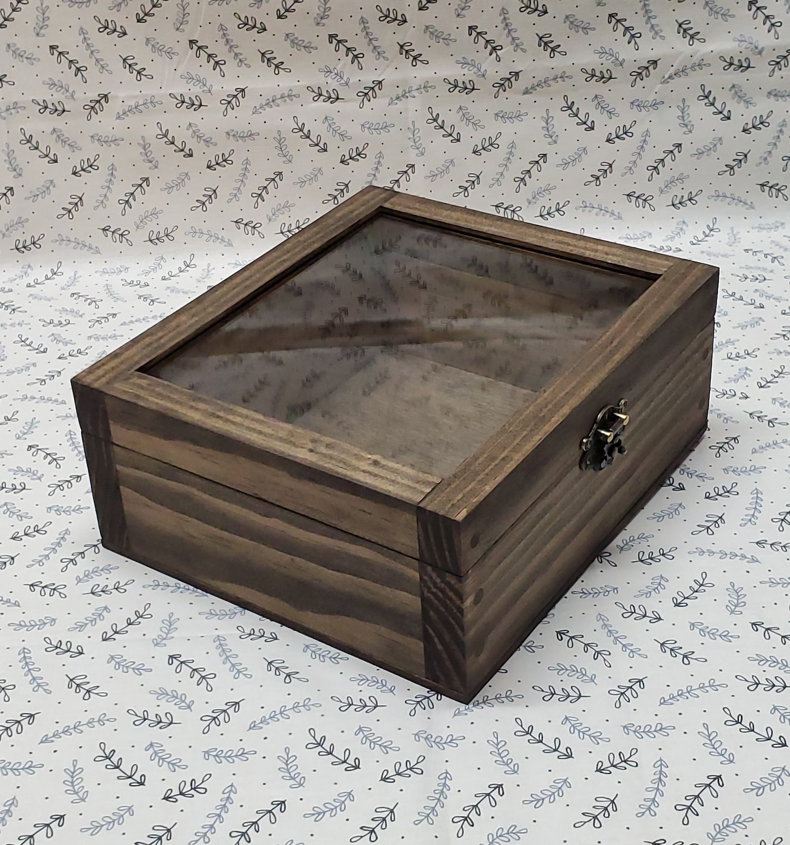 7 X 6 X 3 Wooden Shadow Box / Hinged Glass Lid / Display Case / Square ...