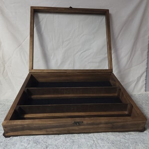 18 1/2 X 15 1/2 X 2 3/4 Wooden Shadow Box / Hinged Glass Lid / Deep ...
