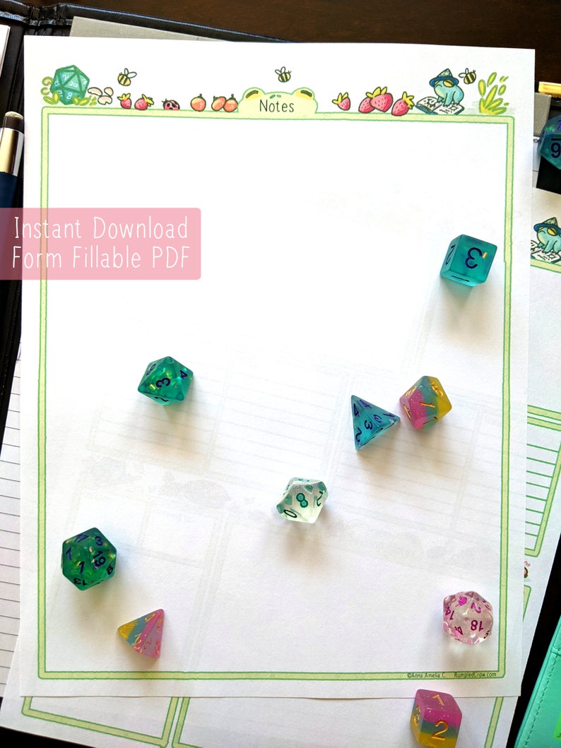 TTRPG Player Notes Tracker Cottagecore Froggy Themed D&D - Etsy