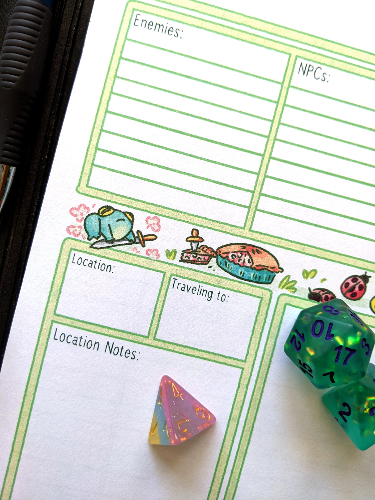 TTRPG Player Notes Tracker - Cottagecore Froggy Themed - Pathfinder ...