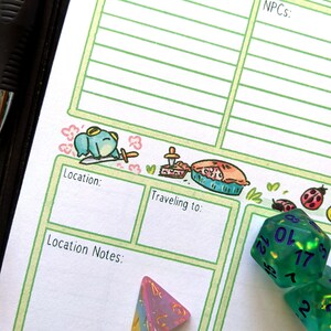 TTRPG Player Notes Tracker - Cottagecore Froggy Themed - Pathfinder ...