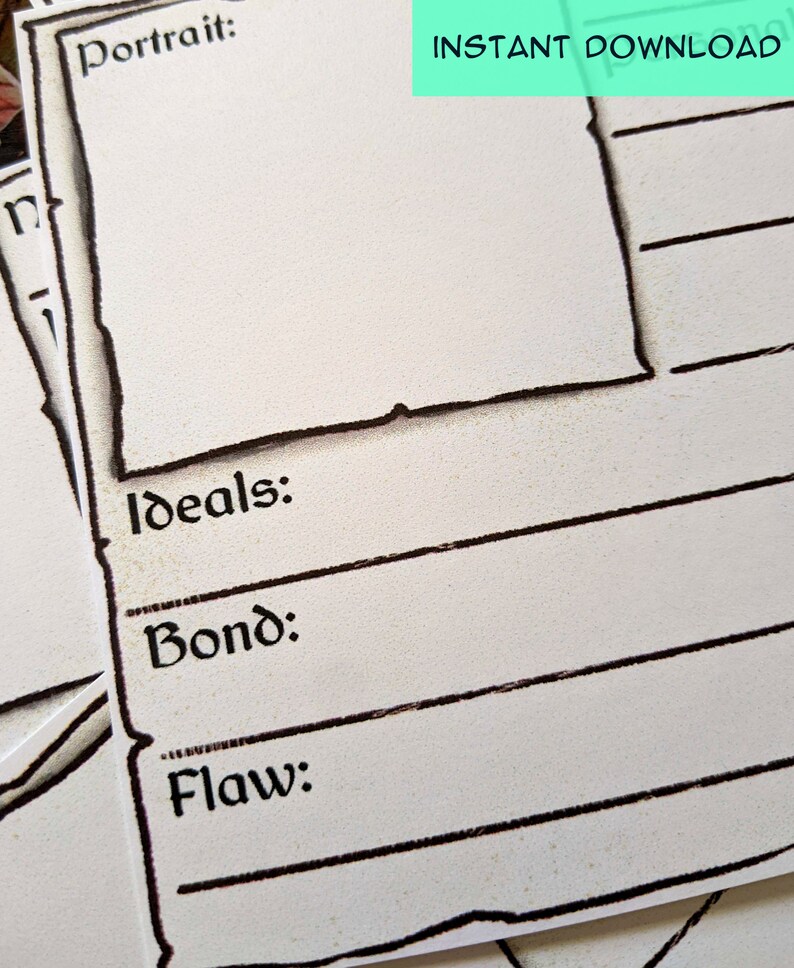 NPC Bio Cards Printable Character Sheets Pathfinder Dnd - Etsy