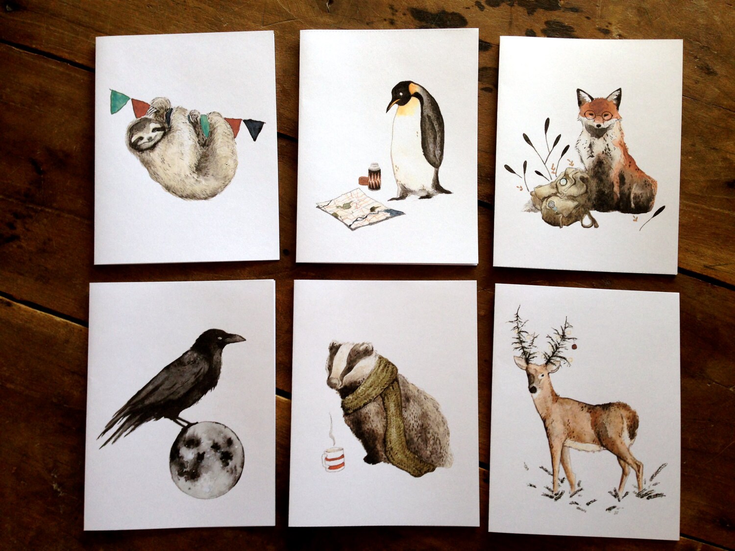 Whimsical Critters Stationary Greeting Cards Printable | Etsy