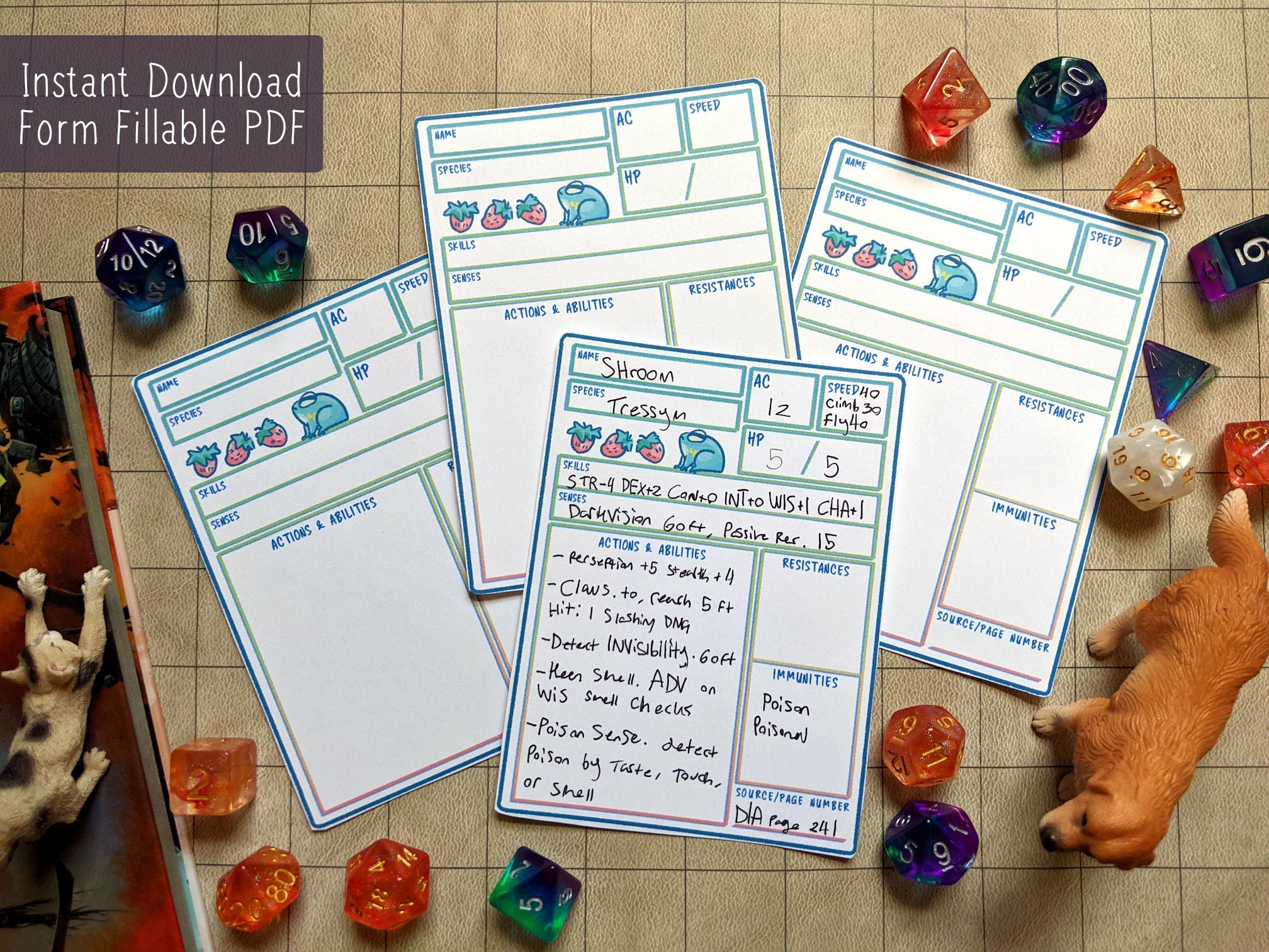 TTRPG Familiar Cards Printable Form Fillable PDF Each Card - Etsy
