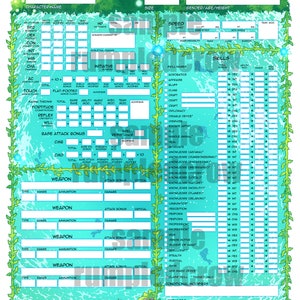 Pathfinder 1st Edition Character Sheet - Fairy Pond - Printable ...