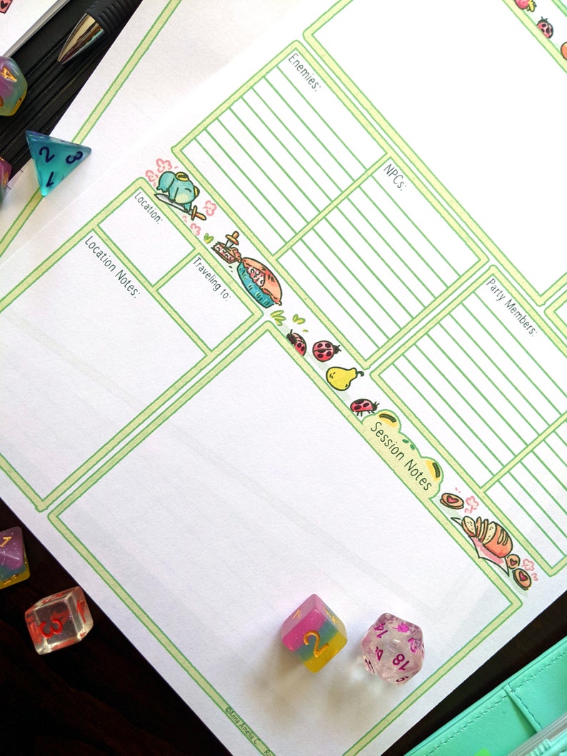 TTRPG Player Notes Tracker Cottagecore Froggy Themed D&D - Etsy