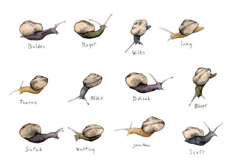 Snail Family 5x7 Printable Art Bookmark Watercolor Print - Etsy
