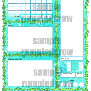 Pathfinder 1st Edition Character Sheet - Fairy Pond - Printable ...