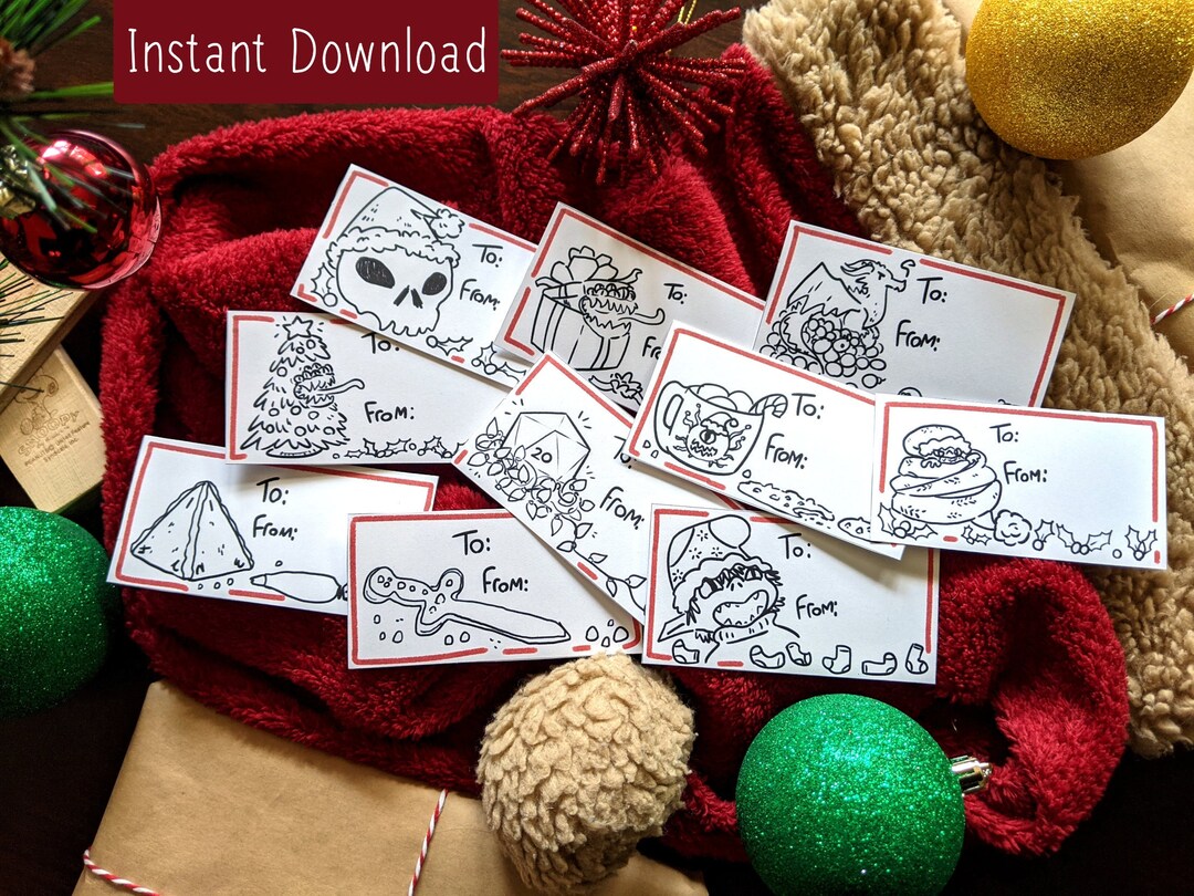 Fantasy TTRPG Themed Holiday Gift Tags - Printable Gift Tags ...