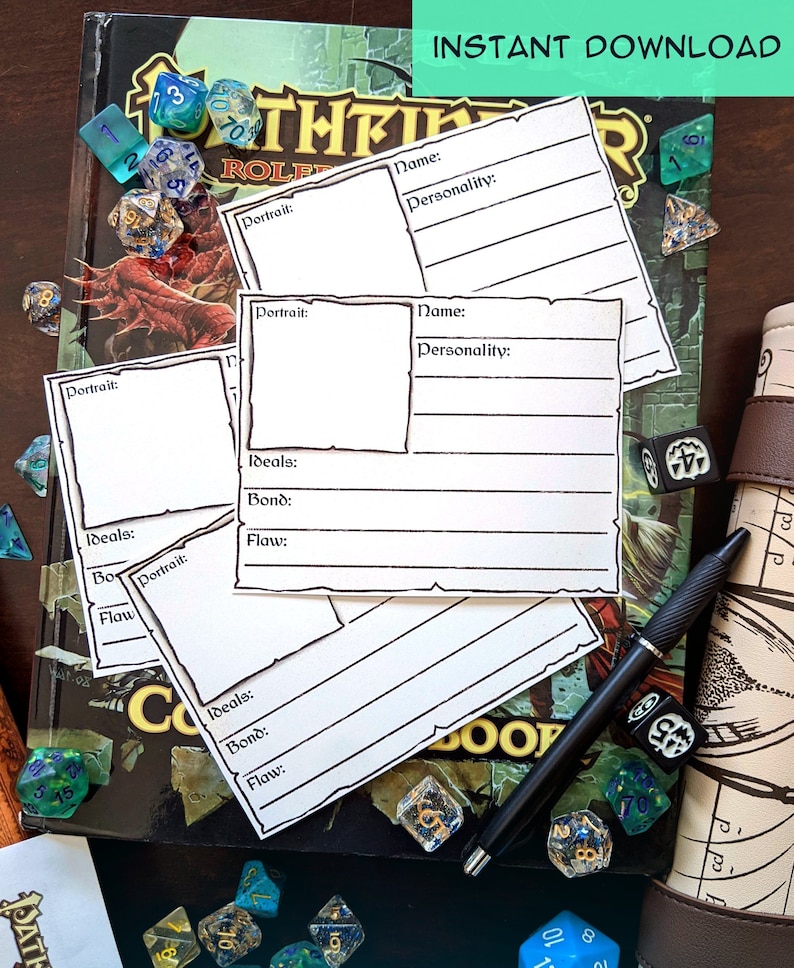 NPC Bio Cards Printable Character Sheets Pathfinder Dnd - Etsy