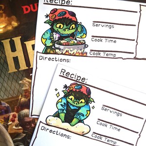 Goblin Recipe Cards - Fantasy - 4"x6" Printable Recipe Cards - Form ...