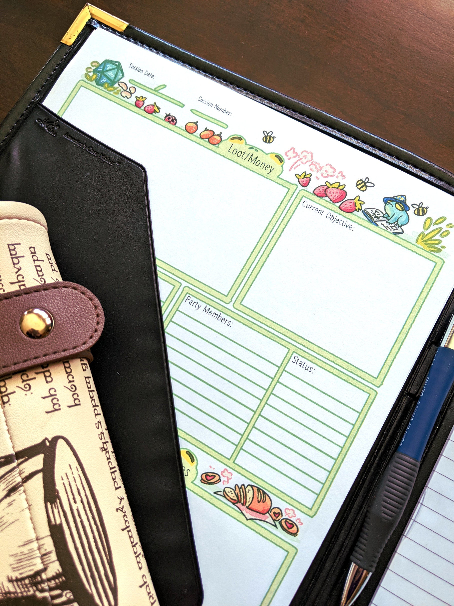 TTRPG Player Notes Tracker - Cottagecore Froggy Themed - Pathfinder ...