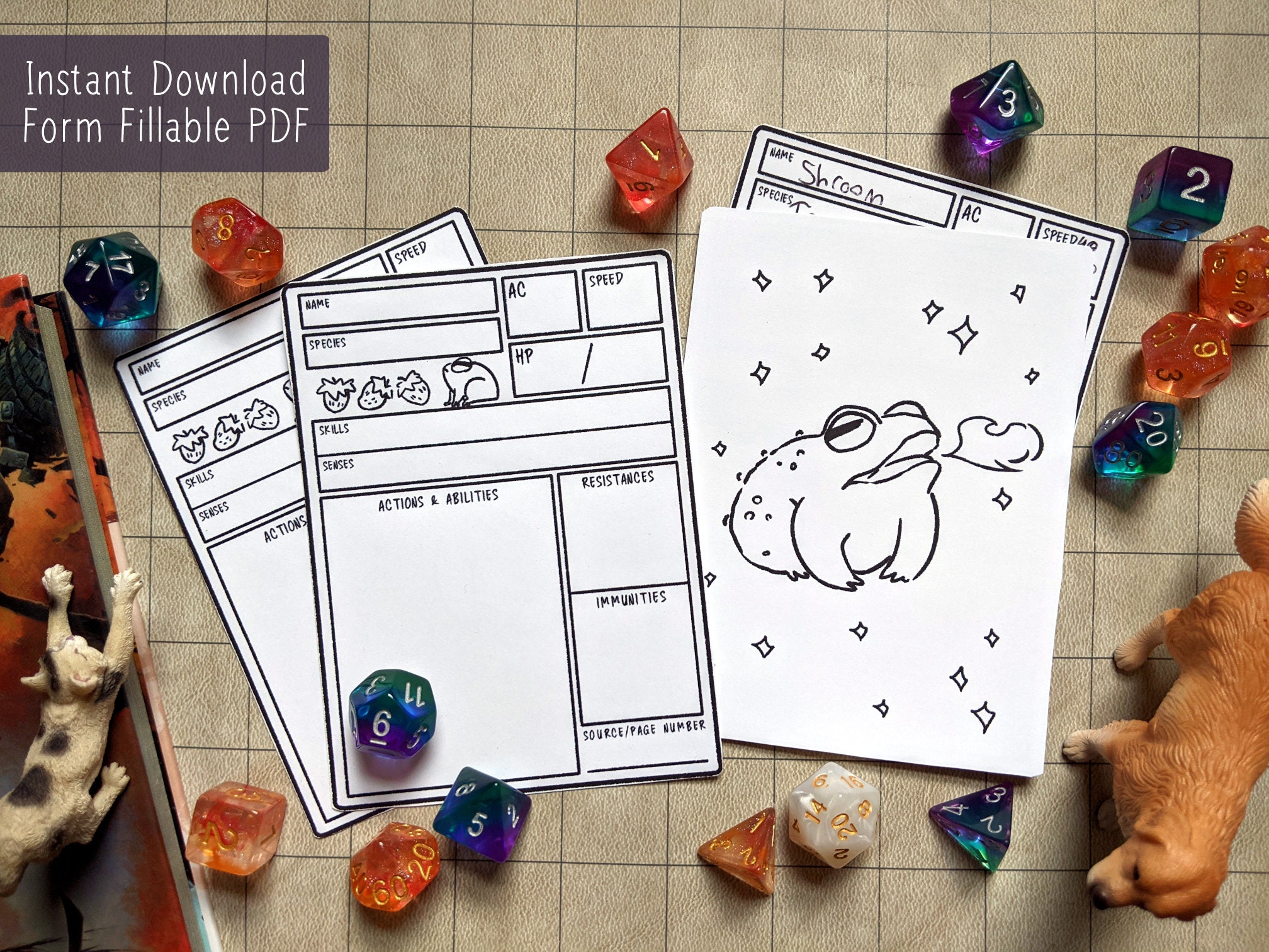 TTRPG Familiar Cards Printable Form Fillable PDF Each Card - Etsy UK
