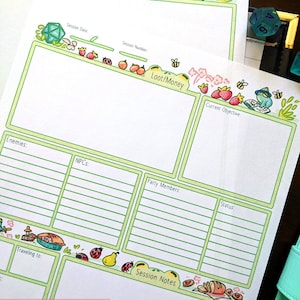 TTRPG Player Notes Tracker - Cottagecore Froggy Themed - Pathfinder ...