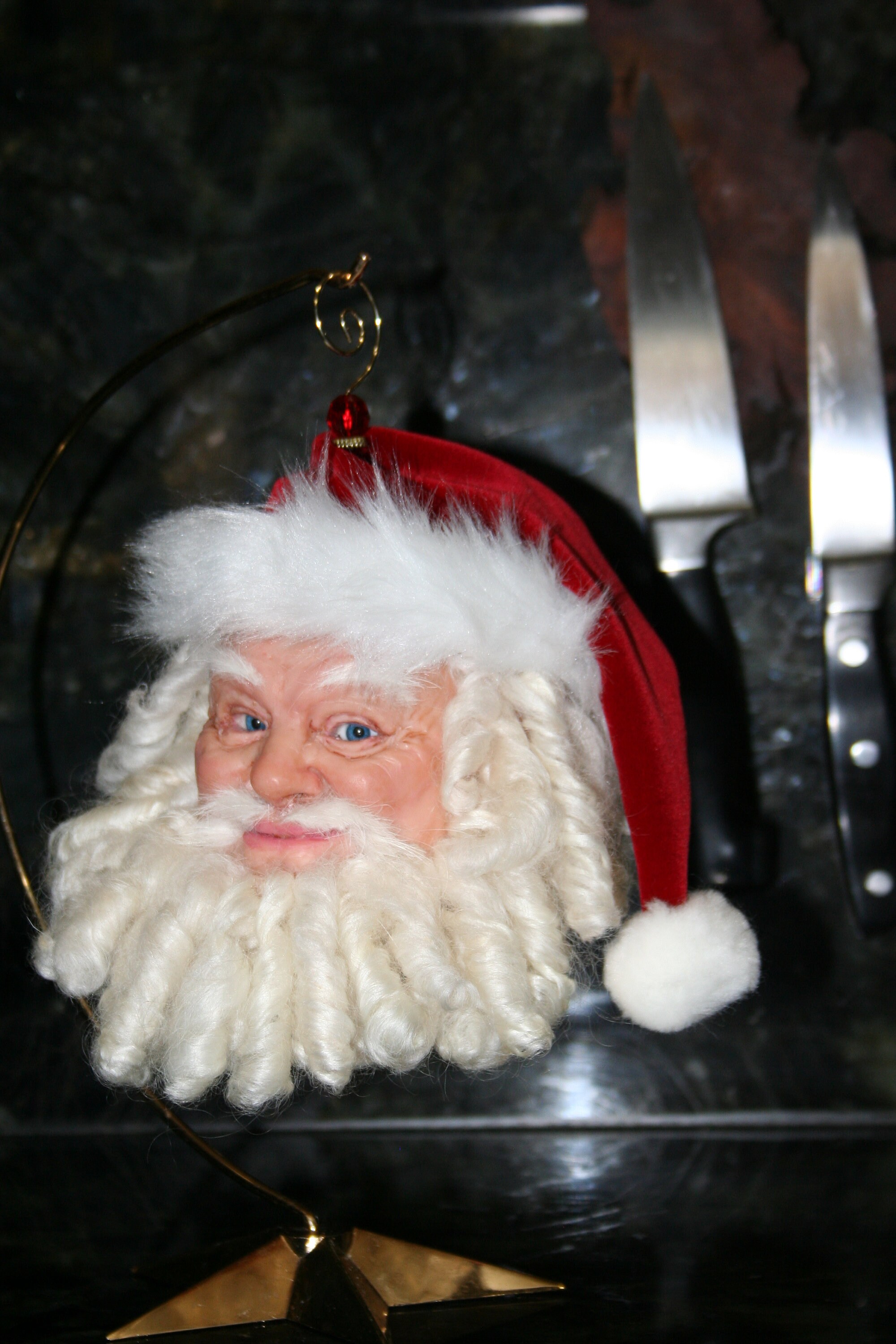Santa Ornament One of a Kind Polymer Clay Sculpt by Sue Menz - Etsy