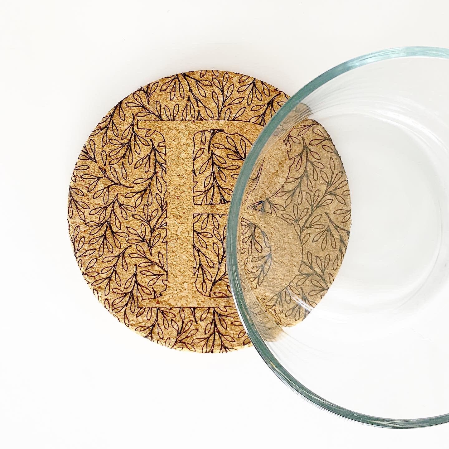 Custom Initial Floral Cork Trivets Cork Trivets Laser | Etsy