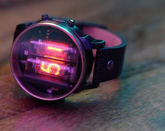 Nixie Tube Watch IN-2 Kraken Clock Timepiece Neon-lit Wristwatch ...