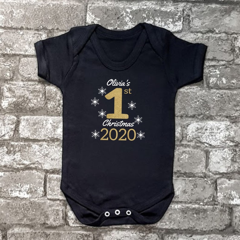 Personalised Xmas Baby Grow Christmas Baby Bodysuit First | Etsy