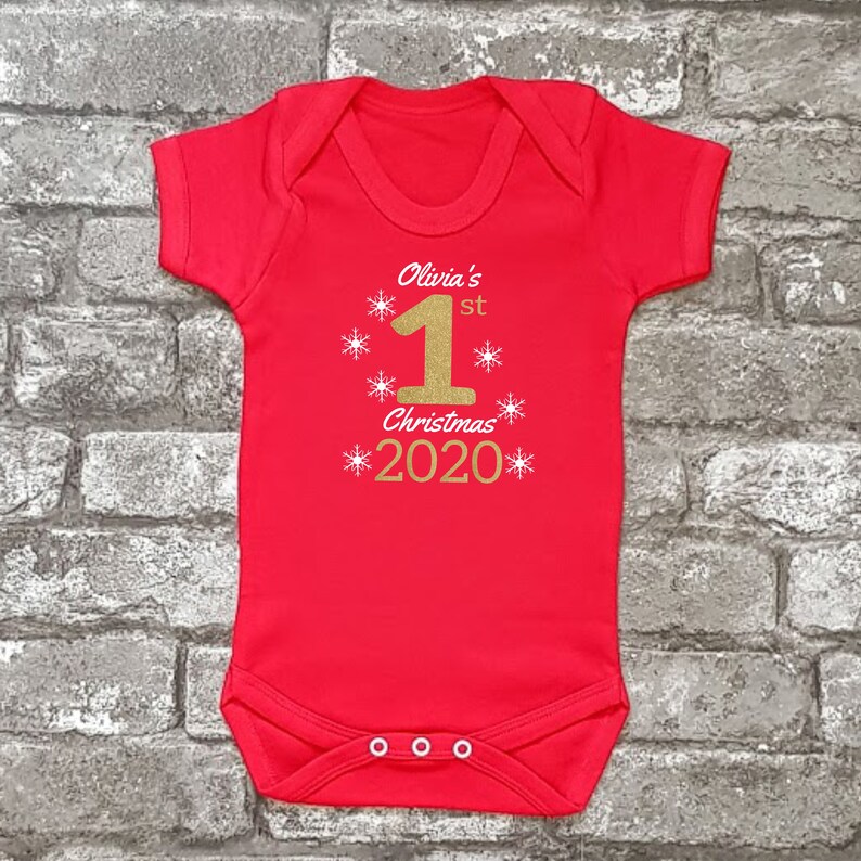 Personalised Xmas Baby Grow Christmas Baby Bodysuit First | Etsy