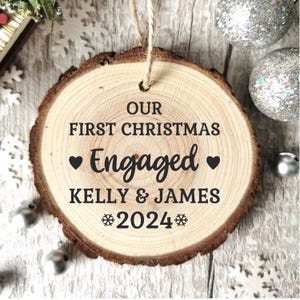 Personalised First Christmas Engaged, Rustic Engaged Christmas Tree ...