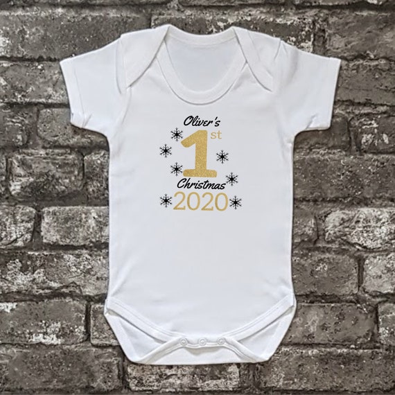 Personalised Xmas Baby Grow Christmas Baby Bodysuit First | Etsy