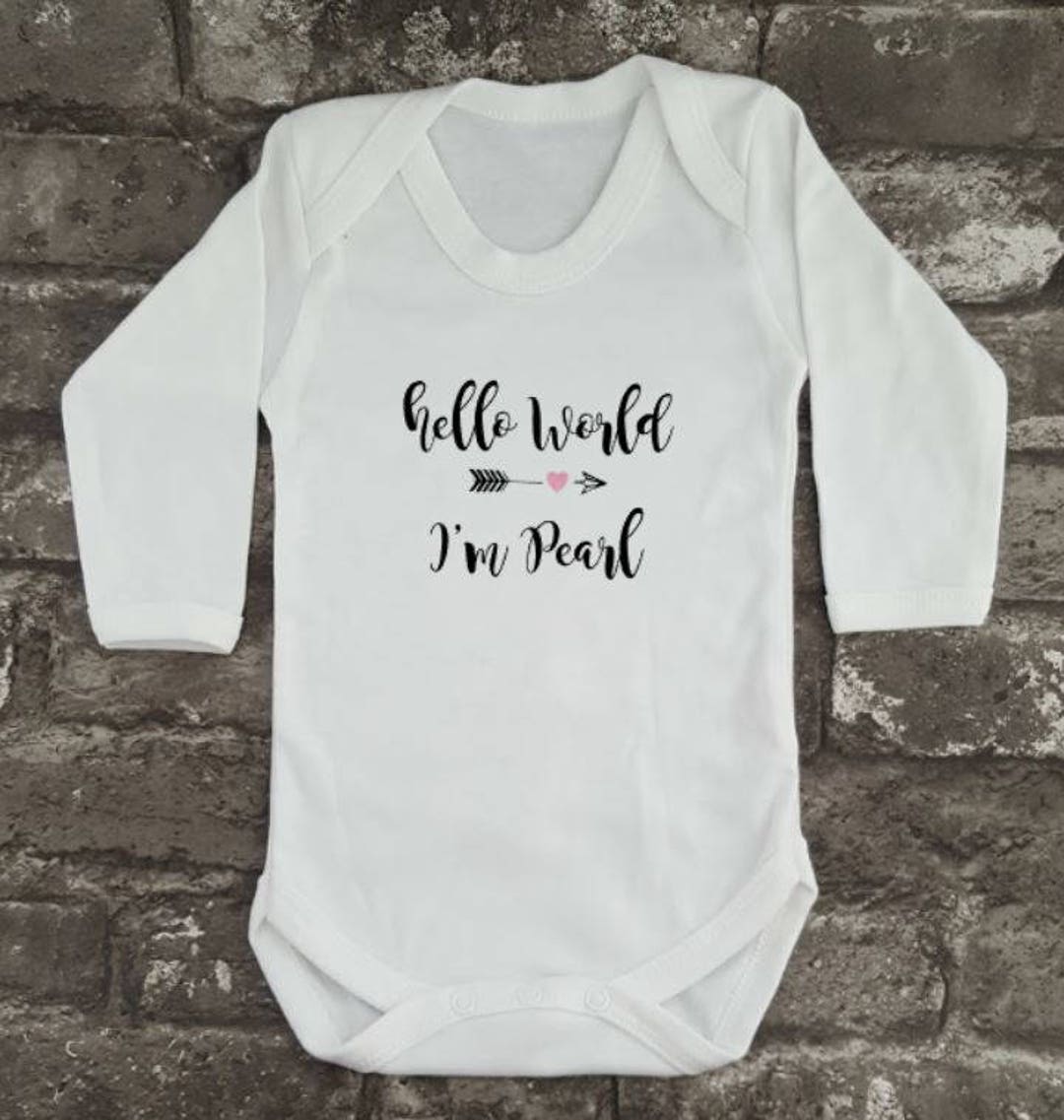 Personalised Hello World Baby Grow, New Baby, Baby Coming Home Outfit ...